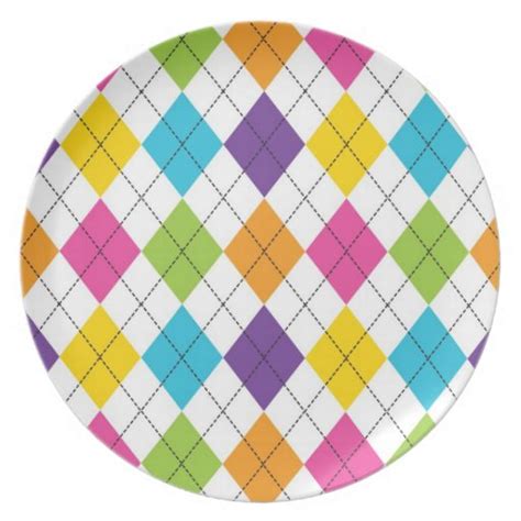 Colorful Rainbow Argyle Diamond Pattern Teen Ts Party Plate Zazzle