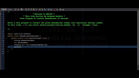 Java Program To Convert Hexadecimal To Decimal Youtube