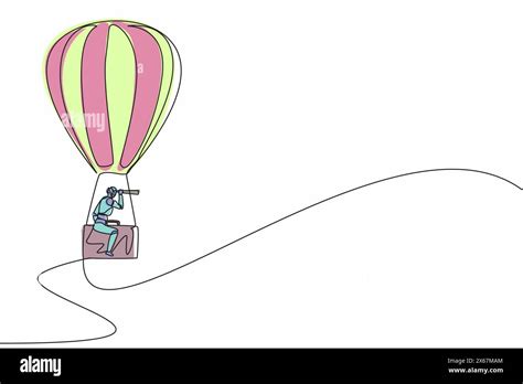 Single Continuous Line Drawing Robots With Monocular Ride Hot Air Balloon Briefcase Modern