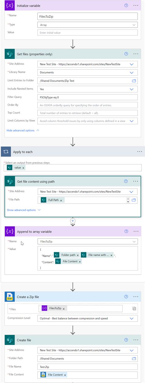 working with zip files in power automate