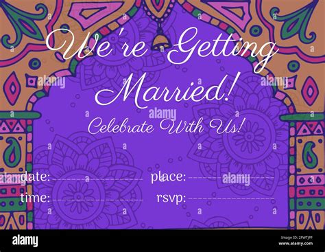 Composition Of Were Getting Married Text And Copy Space On Purple