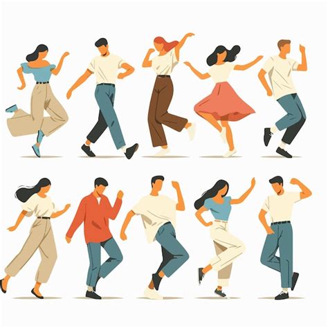 Una pareja de un hombre y una mujer están bailando Ilustración en