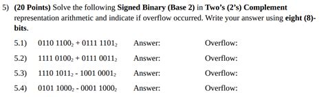 Solved 5 20 Points Solve The Following Signed Binary