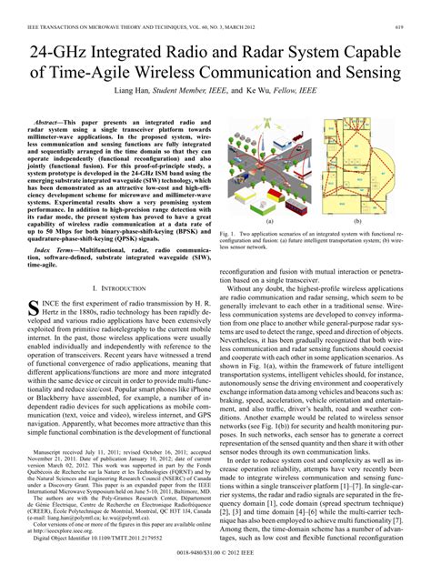 PDF GHz Integrated Radio And Radar System Capable Of Time Agile Wireless Communication And