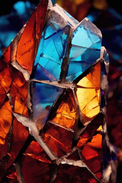 Premium Ai Image Extreme Closeup Of Broken Glass Reflecting Colors