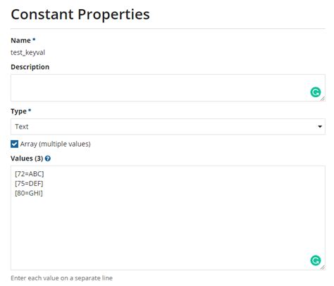 how to maintain a key value pair in a constant and pick the value by passing the key general