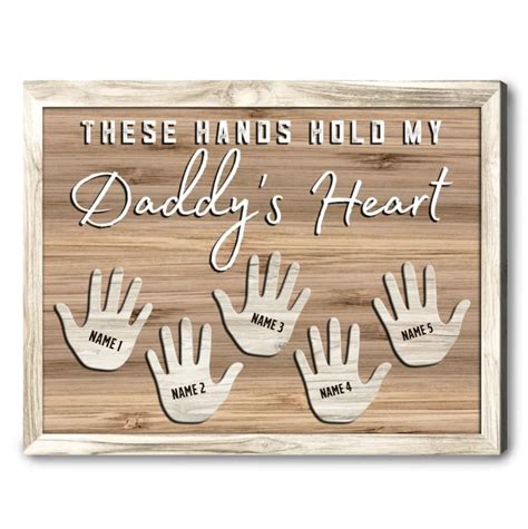Happy Fathers Day T Custom Names Canvas Print These Hands Hold My