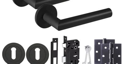 Golden Grace Mitred Design Door Handle Matt Black Finish Key Lock Door