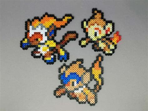 Chimchar Monferno Infernape Pokemon Perler Bead 8bit