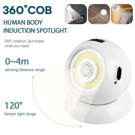 360 Degree Cob Rotating Sensor Night Light Human Body Induction Lamp