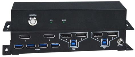 Dual Head 4K DisplayPort USB 3 0 KVM Switch Hub Two Monitors 2 Port