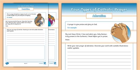 Four Types Of Catholic Prayer Activity Sheets Teacher Made