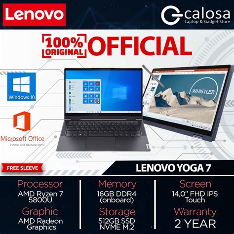 Jual Lenovo Yoga 7 14ACN6 Ryzen 7 5800U 16GB Ram 512 SSD Win 11 OHS 2021 Laptop Sekolah Dan
