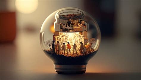 Lightbulb With A Miniature World Inside Digital Art Illustration