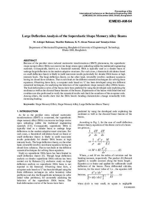 Pdf Large Deflection Analysis Of The Superelastic Shape Memory Alloy Beams