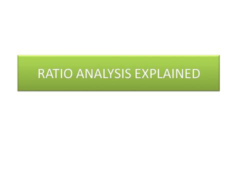 Ratio Analysis Notes Teaching Resources