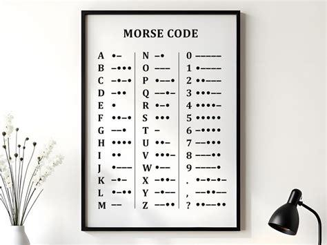 Morse Code Alphabet Poster Black And White Morse Code Chart Educational Printable Alphabet