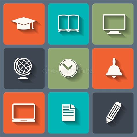 Education Flat Icons Stock Vector Illustration Of Icons 34931589