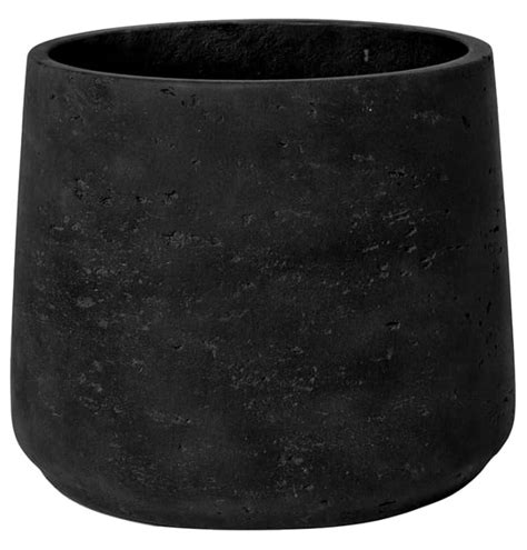 Black Washed Fiberstone Planter Indoor And Outdoor Flower Pot 8 H X 9
