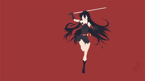 Akame Ga Kill Glove Black Dress Long Hair Katana Black Hair Red