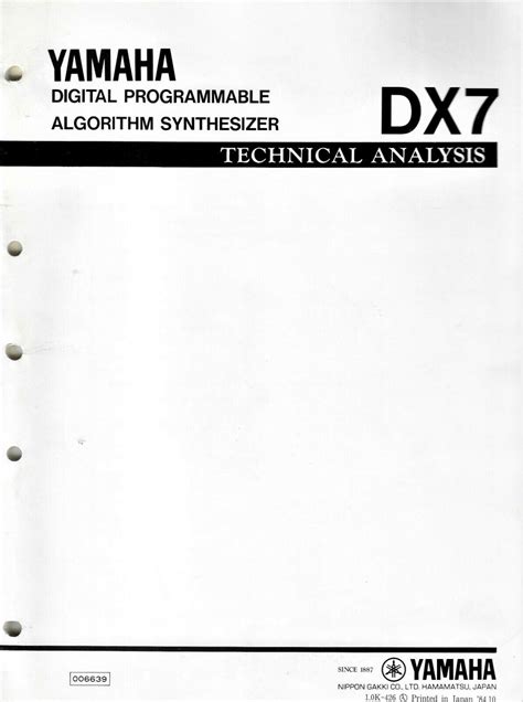 Yamaha Digital Programmable Algorithm Synthesizer Dx7 Technical