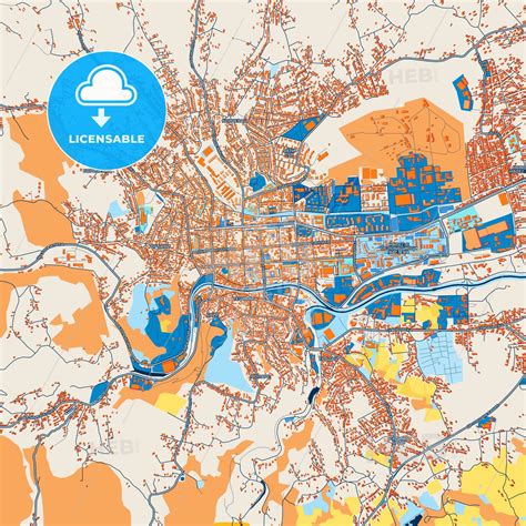 Colorful Valjevo Street Map Digital Download Hebstreits