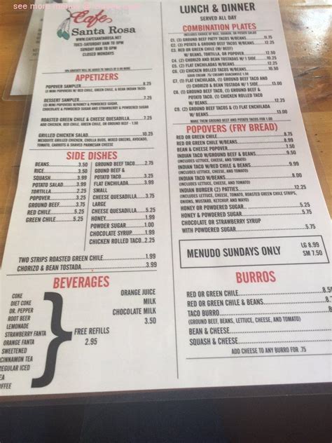 Online Menu Of Cafe Santa Rosa Restaurant Tucson Arizona 85713 Zmenu