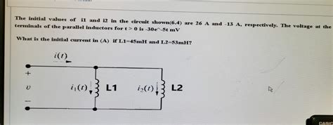 solved the initial values of il and i2 in the circuit