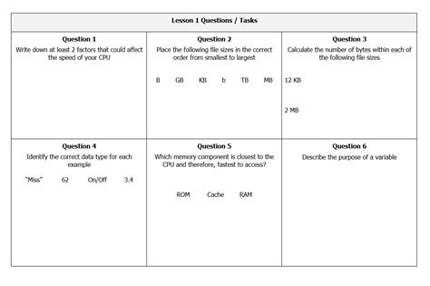 Gcse Ocr Computer Science J Recap Booklet Data
