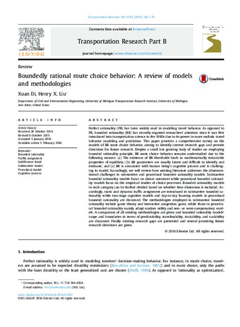 pdf boundedly rational route choice behavior a review of models and