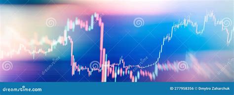 Graph And Indicator Red And Green Candlestick Chart On Blue Theme