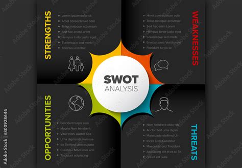 Dark Gray Paper Squares With Color Borders Swot Diagram Schema Template