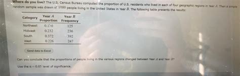 Solved Where Do You Live The Us Census Bureau Computed