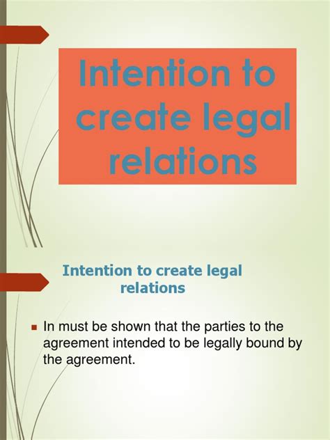 Law Of Contract Intention To Create Legal Relations 1 2 Pdf