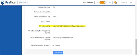 Spring Mvc How To Configure Ipn Listener Url In Paytabs Account