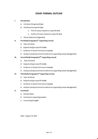 Essay Outline Format