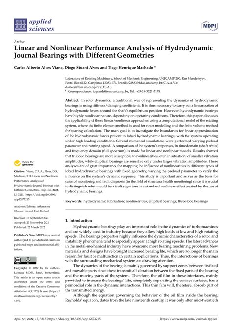pdf linear and nonlinear performance analysis of hydrodynamic journal