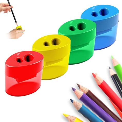 New Twin Hole Pencil Sharpener Manual Pencil Sharpeners With Container