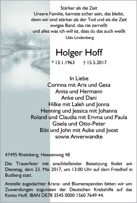 Traueranzeigen Von Holger Hoff Trauer In Nrwde