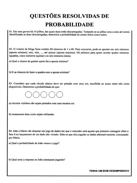 Questões Resolvidas De Probabilidade Pdf