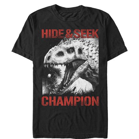 Mens Jurassic World Hide And Seek Champion Graphic Tee Black Large