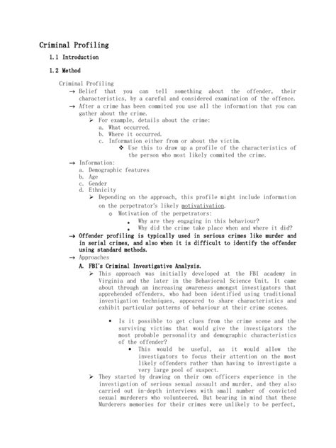 Criminal Profiling Pdf Offender Profiling Crimes