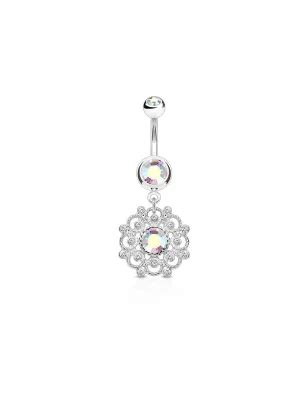 Piercing nombril vintage cercle filigrane or rosé
