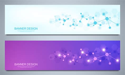 Spanduk Desain Template Dengan Struktur Molekul Dan Jaringan Saraf