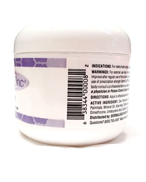 Dermazinc Cream Zinc Pyrithione 0 25 4 Oz Jar