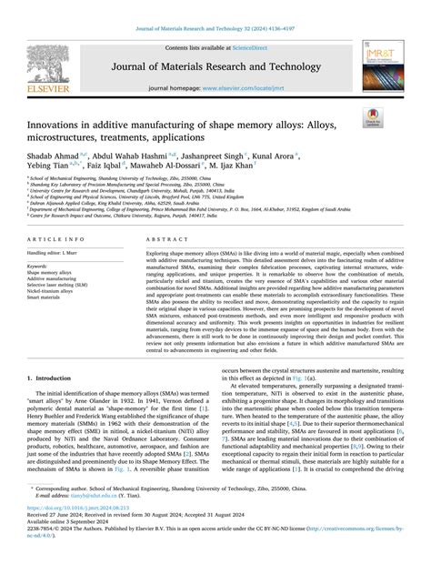 Pdf Innovations In Additive Manufacturing Of Shape Memory Alloys Alloys Microstructures