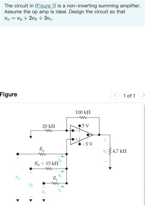 Get Answer The Circuit In Figure 1 Is A Non Inverting Summing
