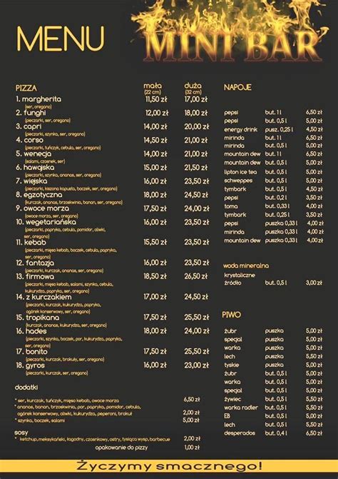 Menu At Mini Bar Więcbork Wiecbork