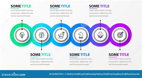 Infographic Template Timeline With Circles And 6 Steps Stock Vector Illustration Of Concept