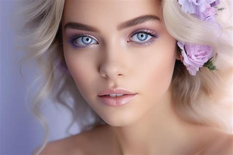 Premium Photo Lilac Luster Close Up Of Brides Makeup In Soft